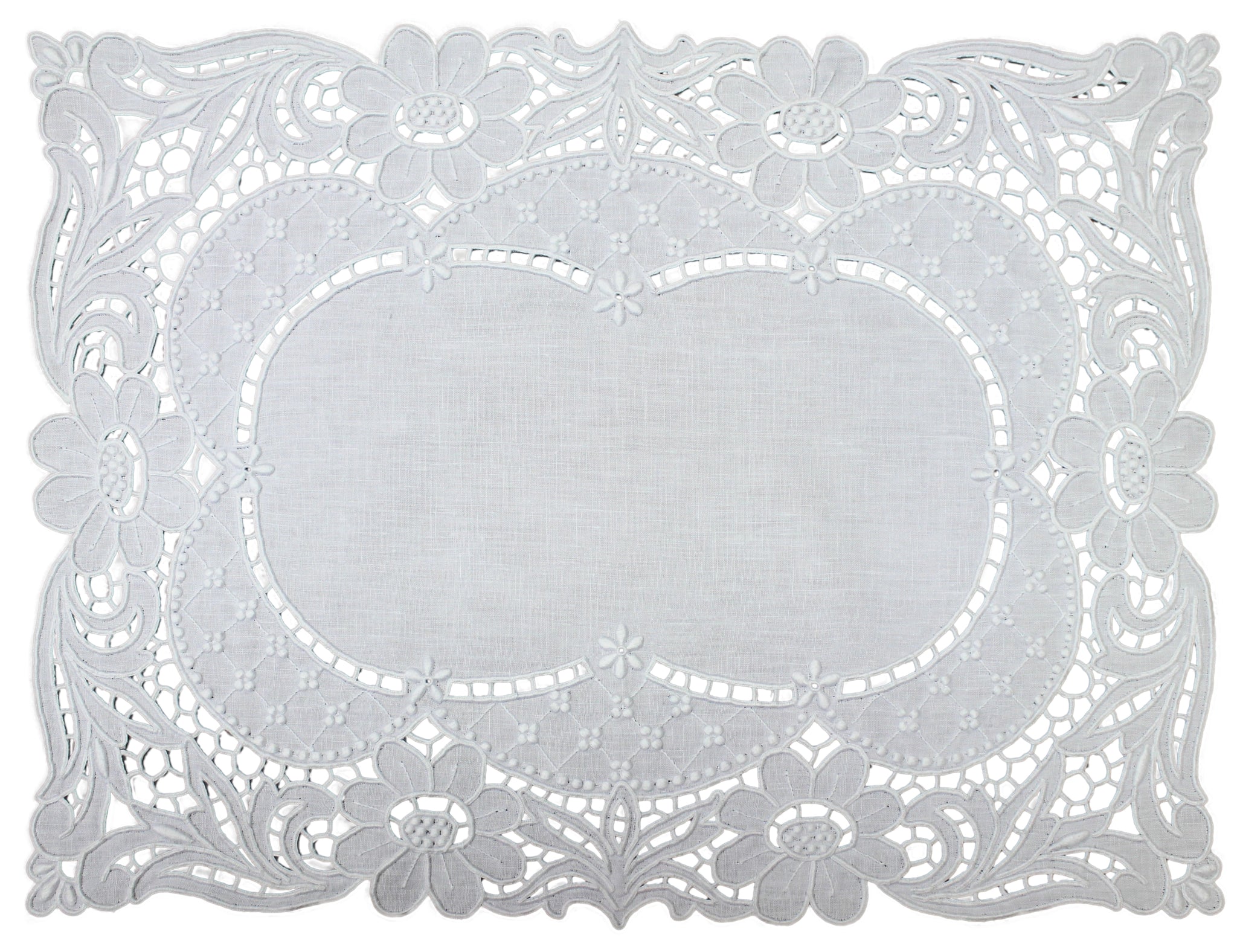 Handmade Madeira Embroidered Napperon, Linen - White Ecru – Lino & Araújo
